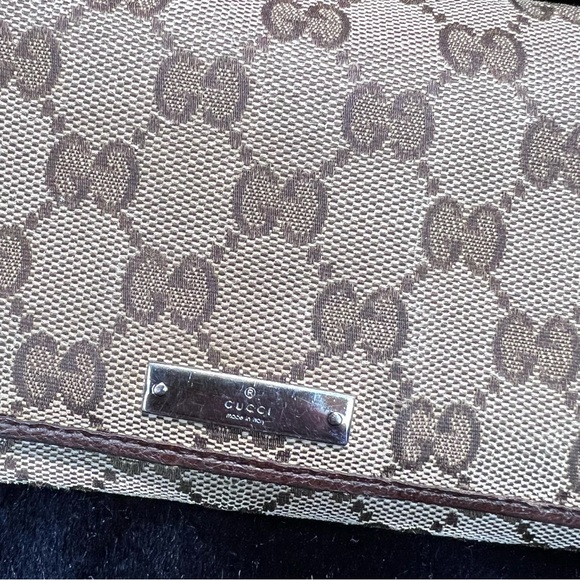 Gucci | Bags | Gucci Snap Long Wallet Gg Canvas Supreme Brown Leather ...